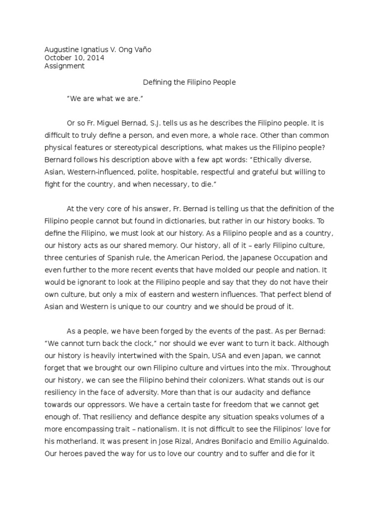 Define The Filipino | PDF | Philippines