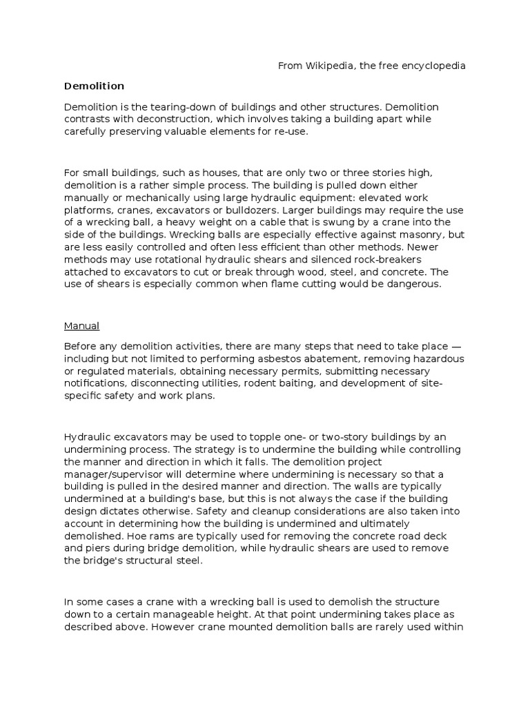 Definition of Demolition and Building Implosion by Wikipedia ...