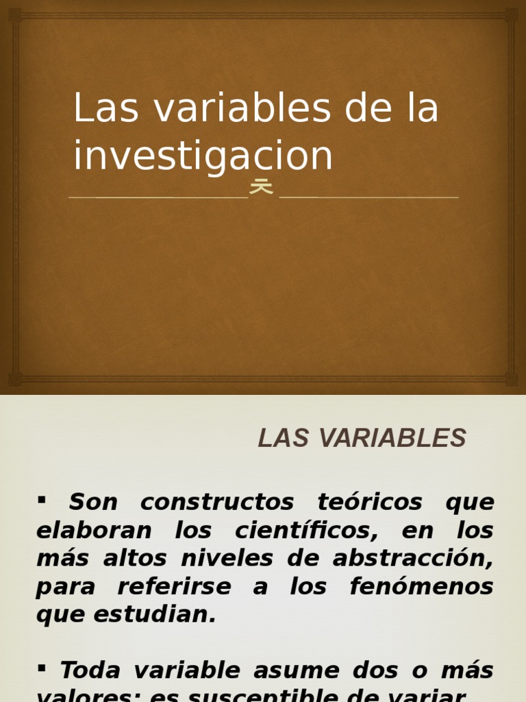 Las Variables de La Investigacion | PDF | Teoría | Science
