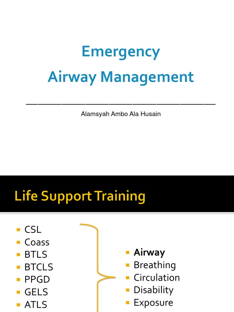 Emergency Airway Management Guide | PDF | Respiration | Medical Specialties