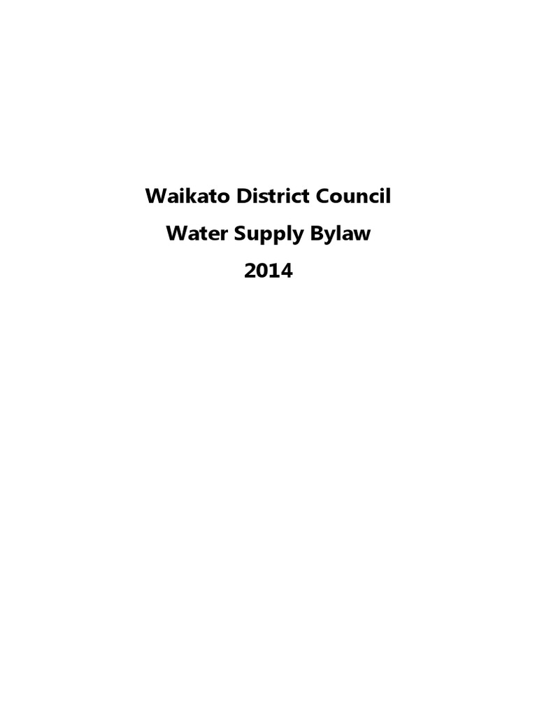 WDC Water Supply Bylaw | PDF | Water Supply | Water