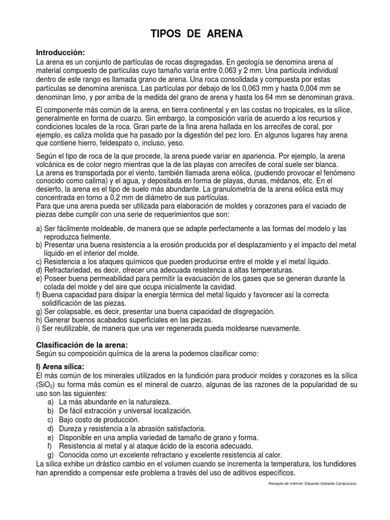 Tipos de arena..pdf | Arena | Sedimentología