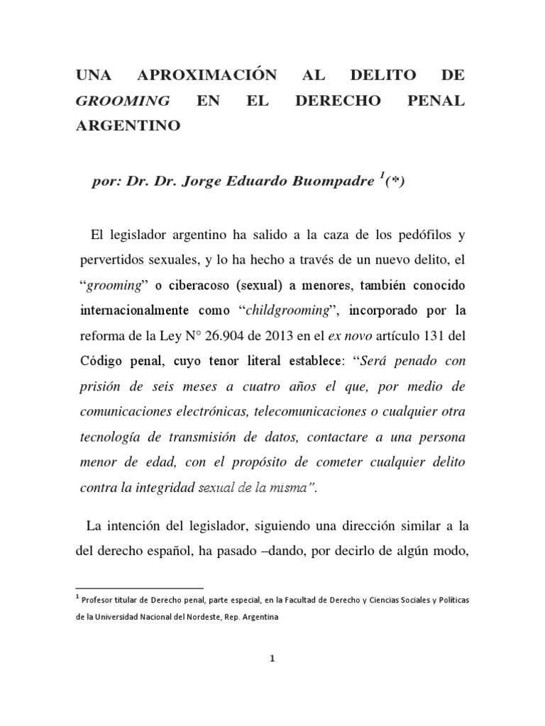 Delito de grooming en Argentina | PDF | Menor (ley) | Derecho penal