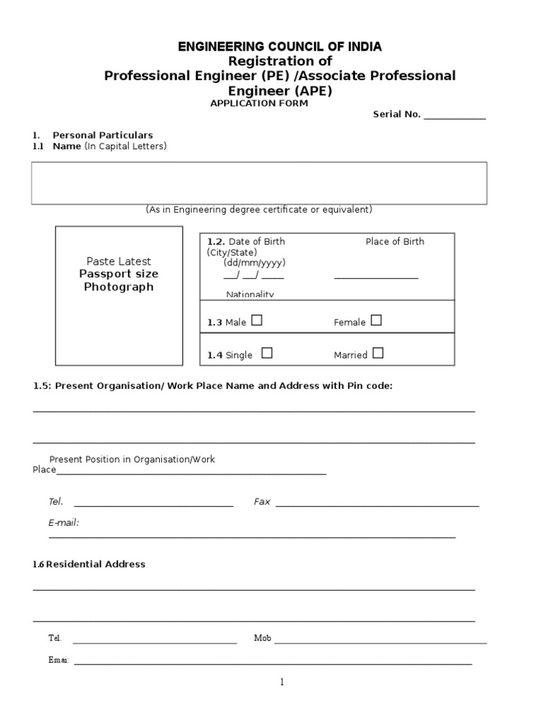 PE APE Registration Form | Download Free PDF | Business | Science