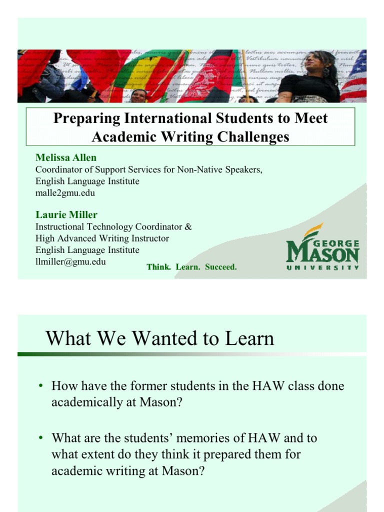 Preparing International Students To Meet Academic Writing Challenges ...