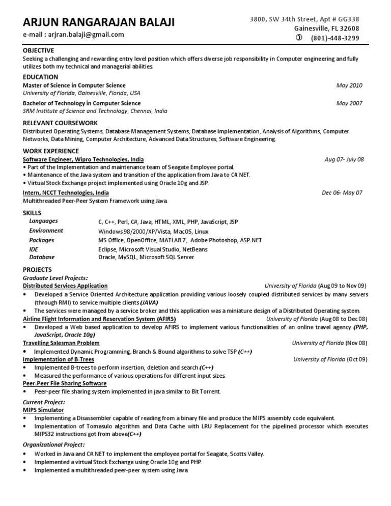 Arjun Resume Pdf Java Programming Language Oracle Database