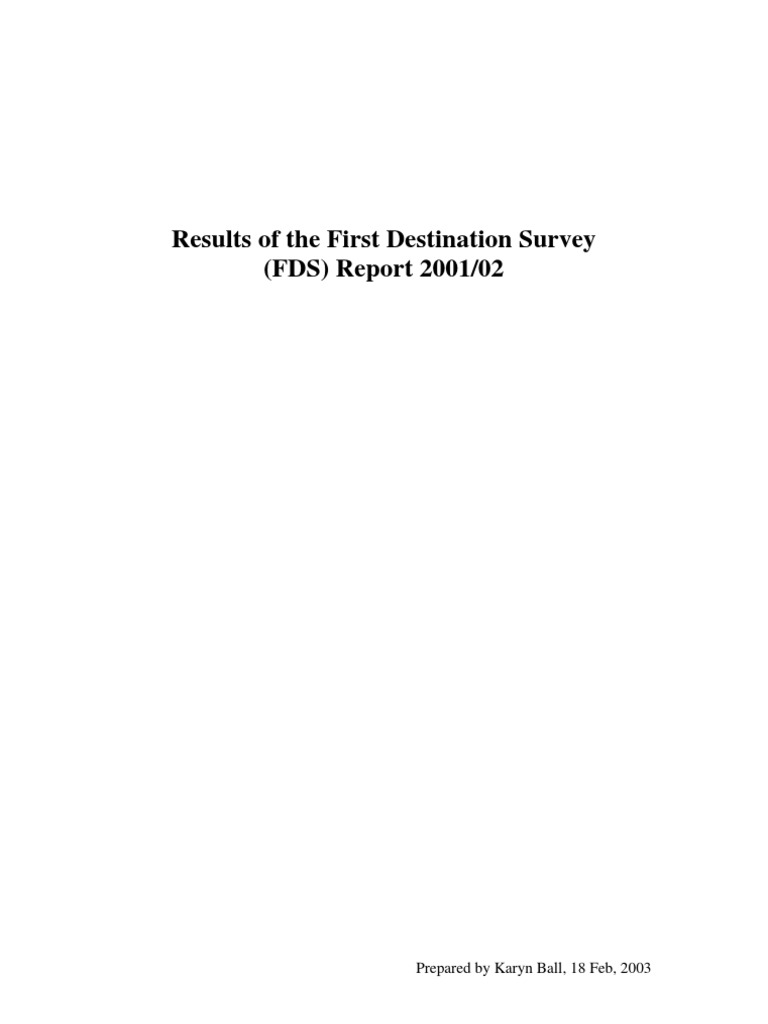 Results of The First Destination Survey (FDS) Report 2001/02 | PDF ...