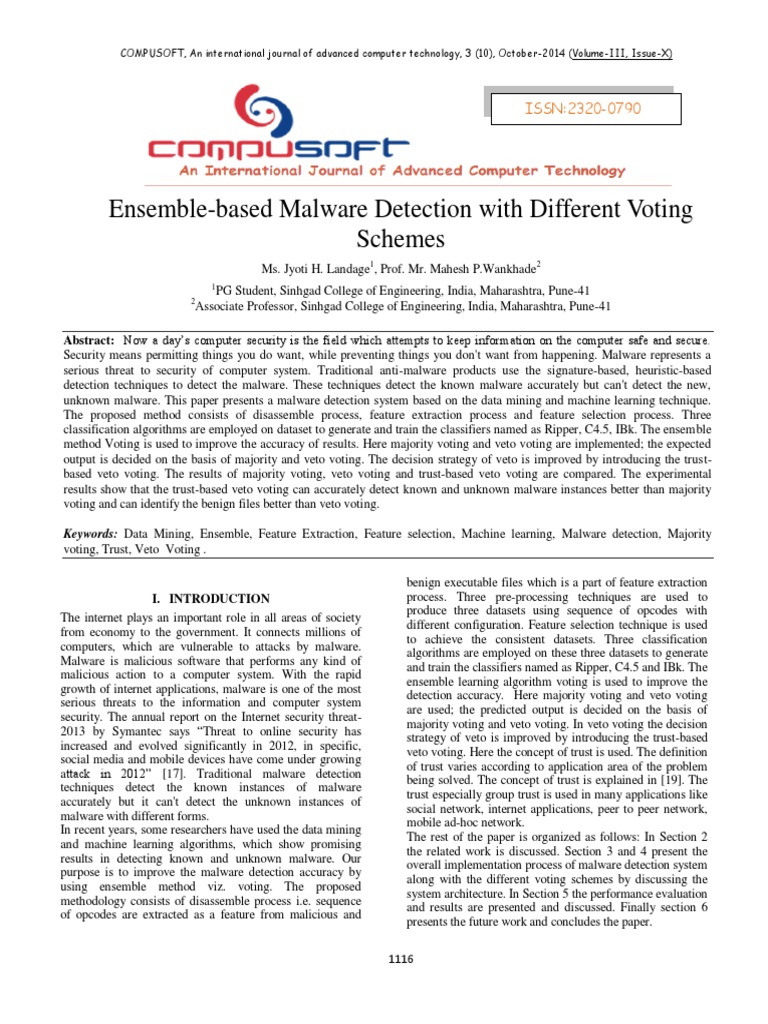 Compusoft, 3 (10), 1116-1123 PDF | PDF | Statistical Classification | Malware