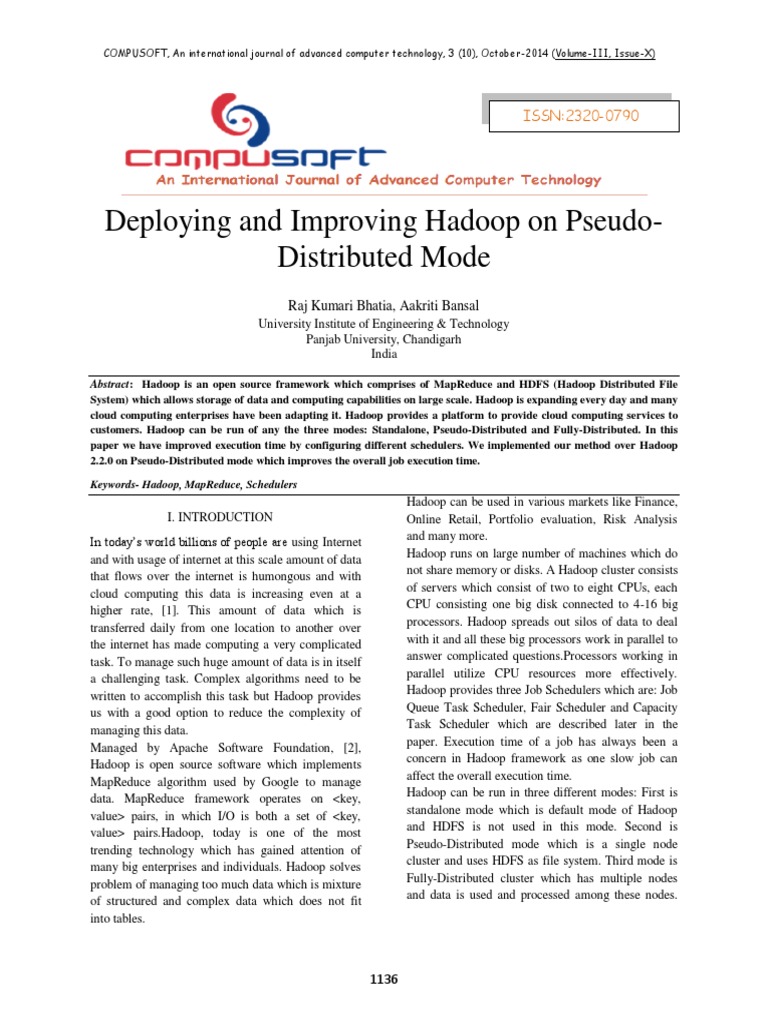 Compusoft, 3 (10), 1136-1139 PDF | PDF | Apache Hadoop | Map Reduce