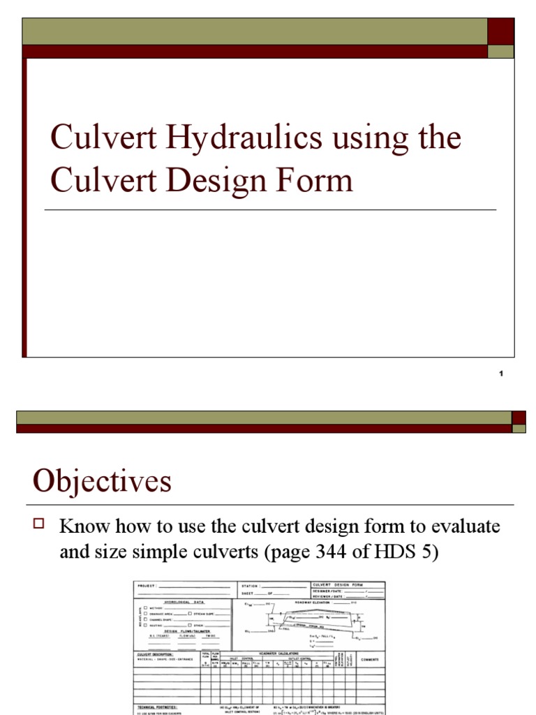 Culvert Hydraulics Using The Culvert Design Form | PDF | Continuum ...