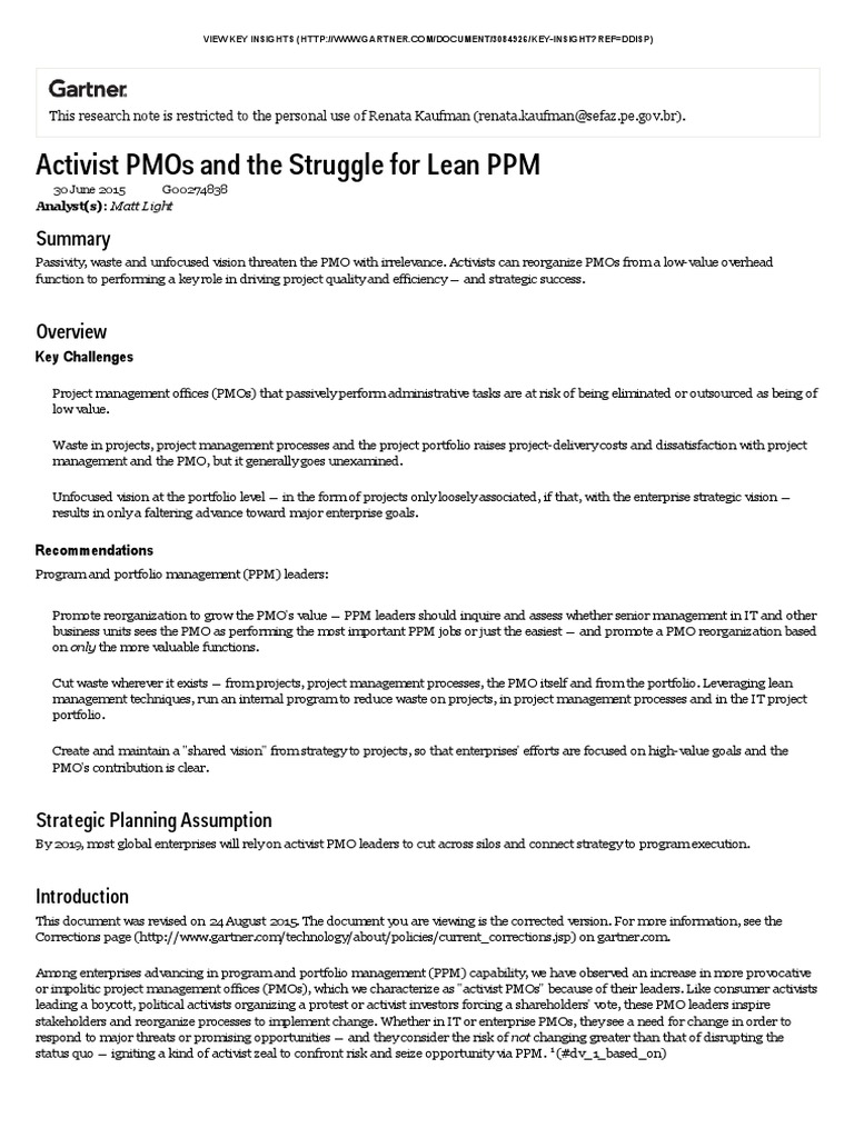 Activist PMOs and The Struggle For Lean PPM PDF | PDF | Strategic ...