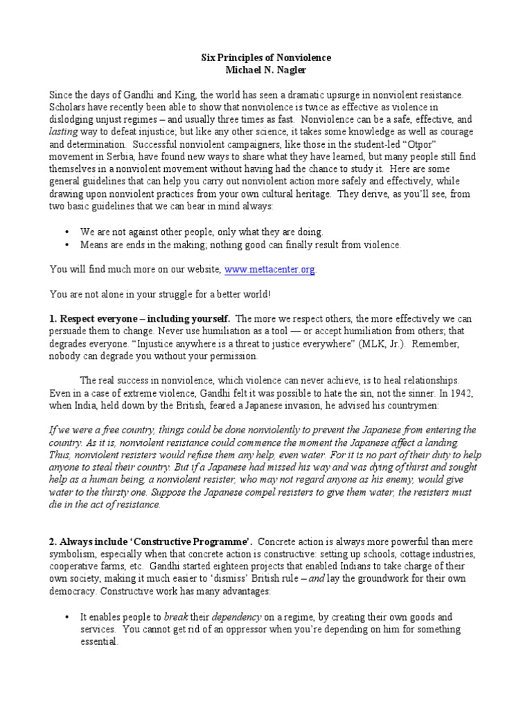 Six Principles of Nonviolence | Nonviolence | Mahatma Gandhi | Free 30 ...
