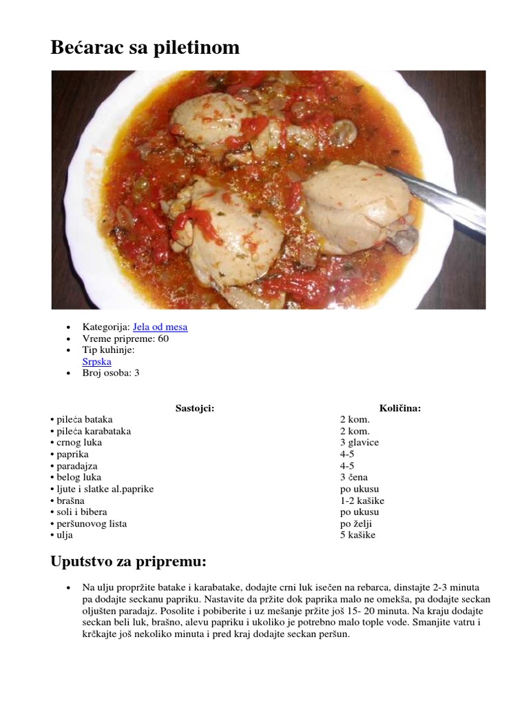 Becarac Sa Piletinom | PDF