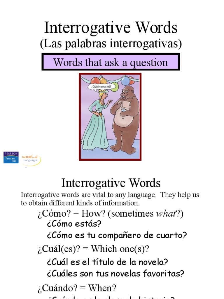 Spanish Question Words Powerpoint Presentation Palabras Interrogativas ...