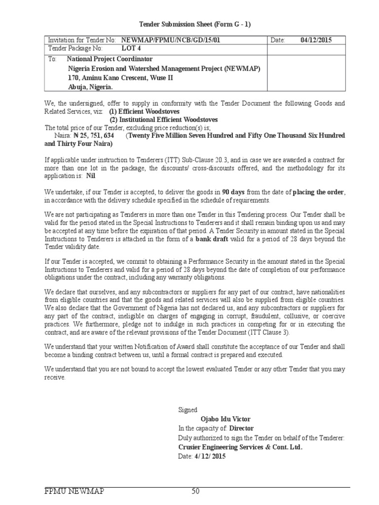Tender Submission for Efficient Woodstoves | PDF | Stove | Government
