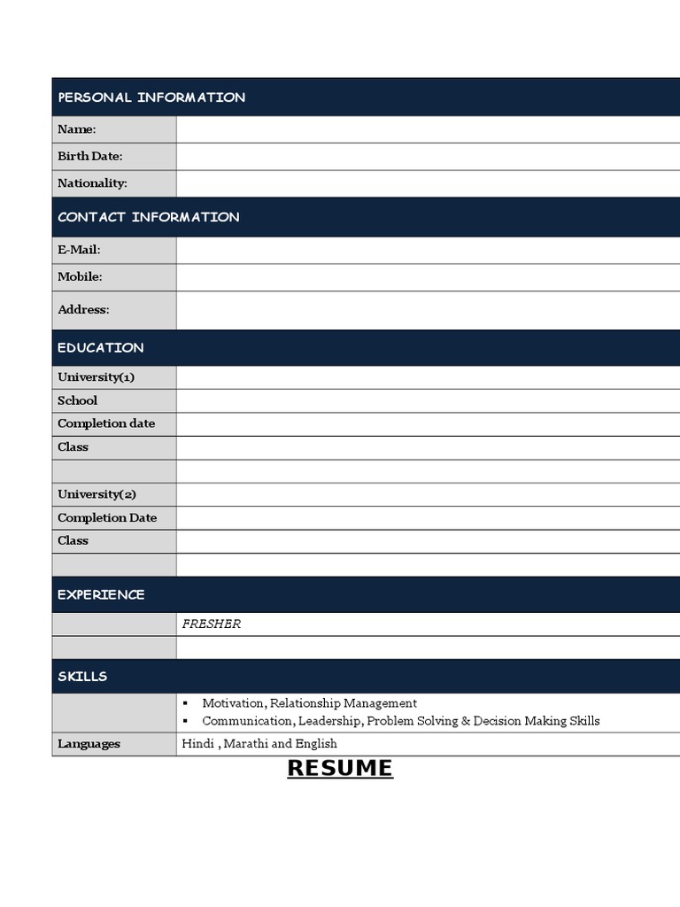 Resume Format | PDF