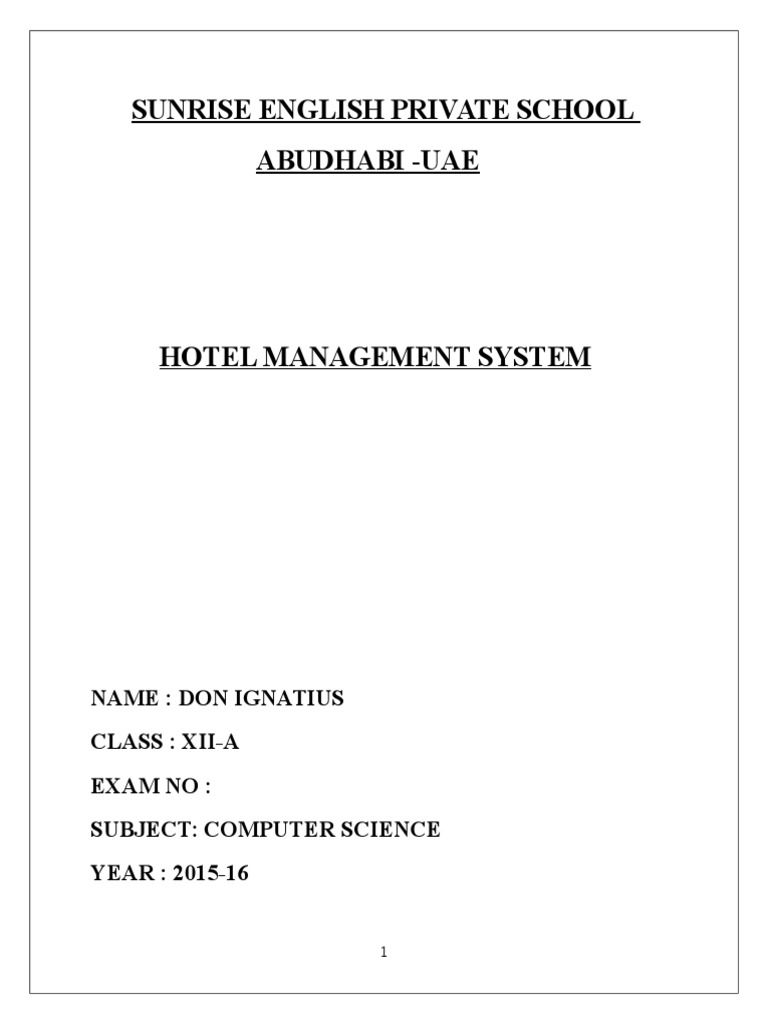 Computer Hotel Managment | PDF | Computer Programming | Computing