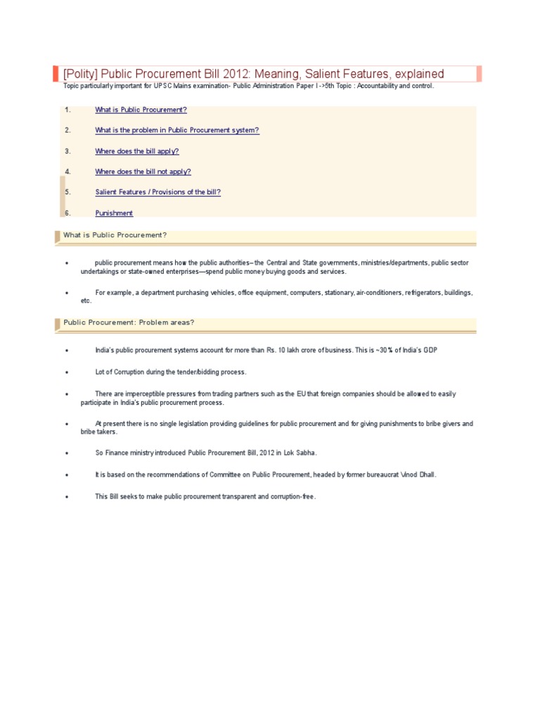Public Procurement Bill 2012 | PDF | Social Institutions | Social Science