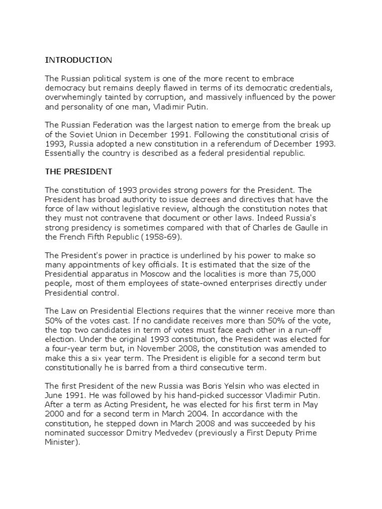 Overview of Russia's Political System | PDF | Dmitry Medvedev ...