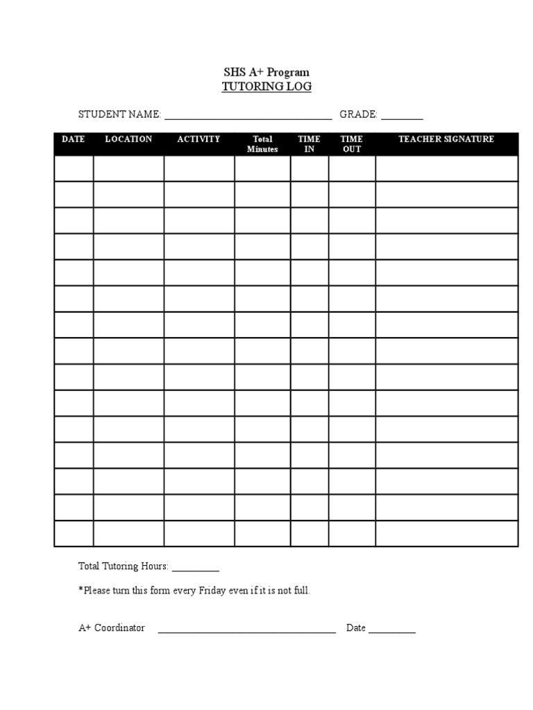 Tutoring Log | PDF