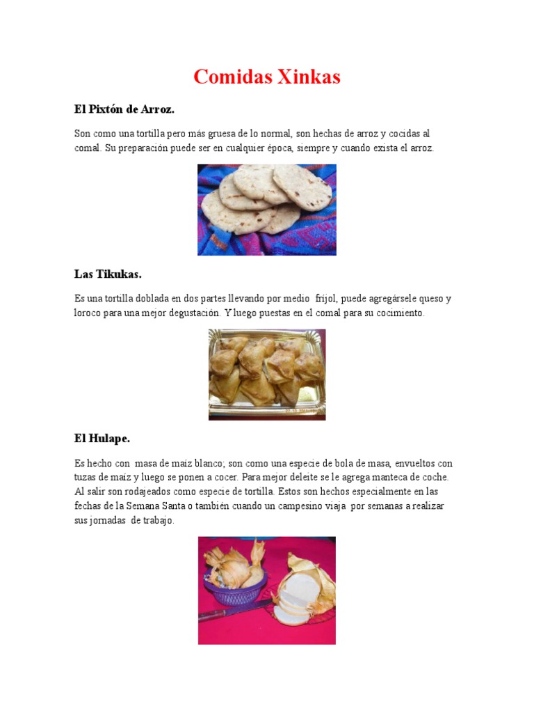 5 Comidas Xinkas Con Imagenes