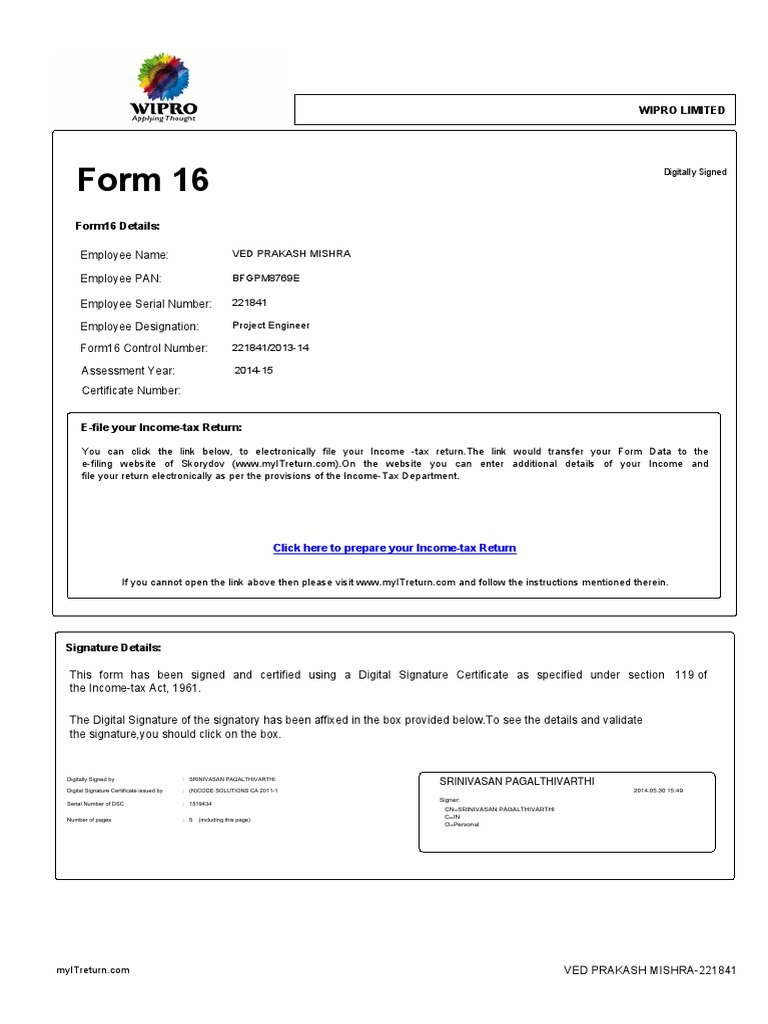 Form16 | PDF | Employee Benefits | Taxes