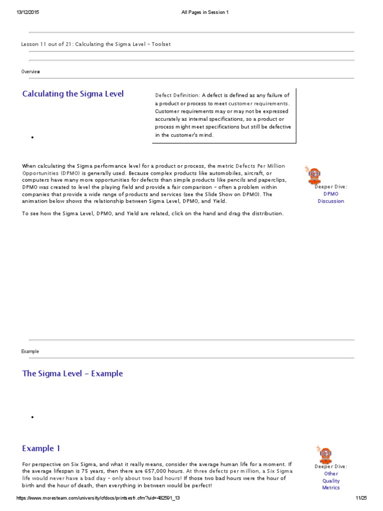 The Sigma Level - Example | PDF | Six Sigma | Business