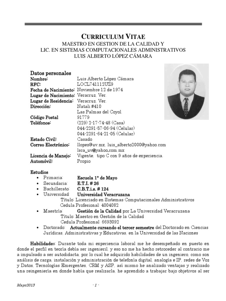 Ejemplo de Curriculum Vitae Estructurado | PDF | Microsoft | Windows 2000