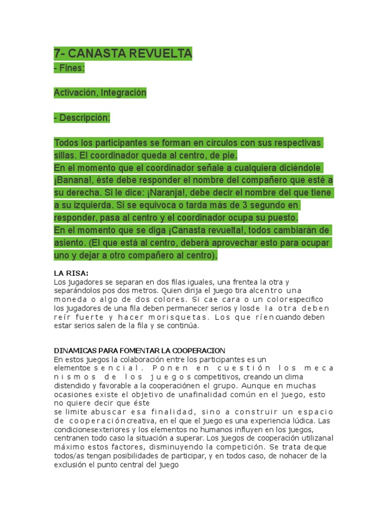Dinámica de Canasta Revuelta para Equipos | PDF | Ocio | Sicología