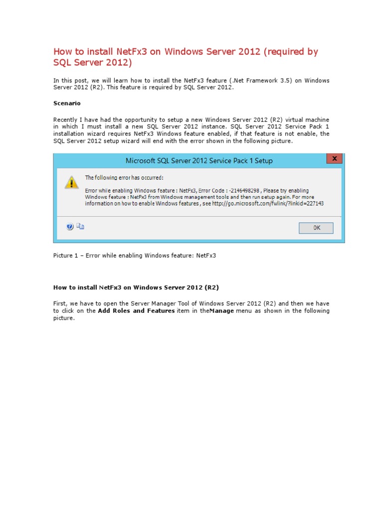 How To Install NetFx3 On Windows Server 2012 | PDF | Microsoft Windows | Windows Vista