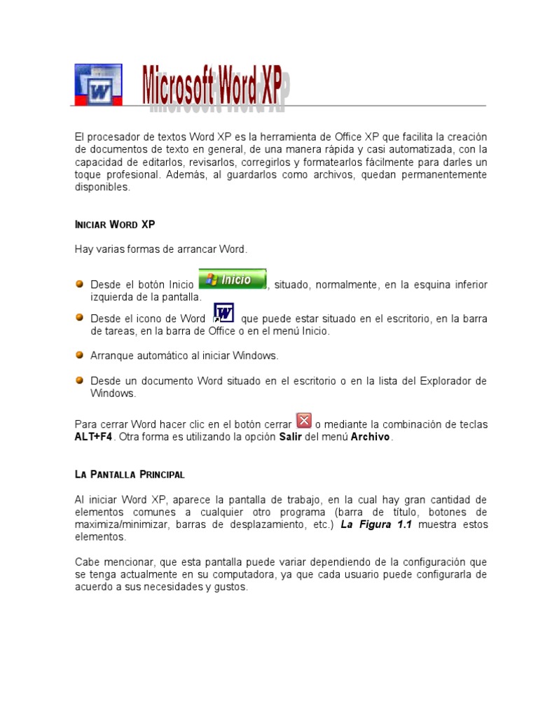 Guía de Word XP: Inicio y Funciones | PDF | Archivo de computadora ...