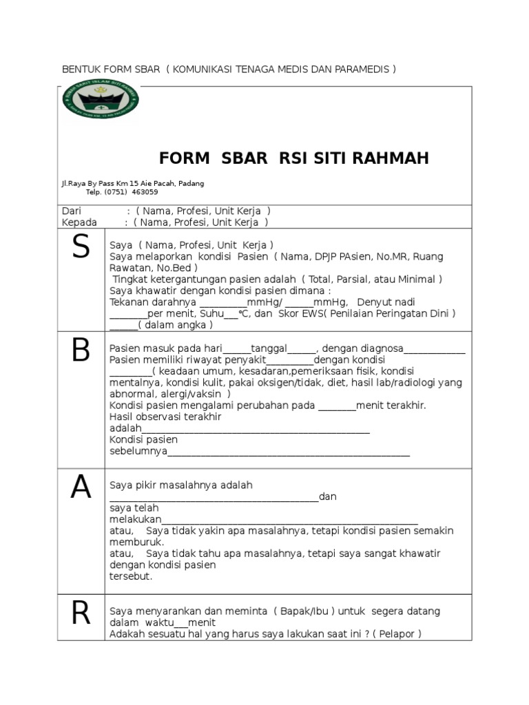 Form Sbar | PDF