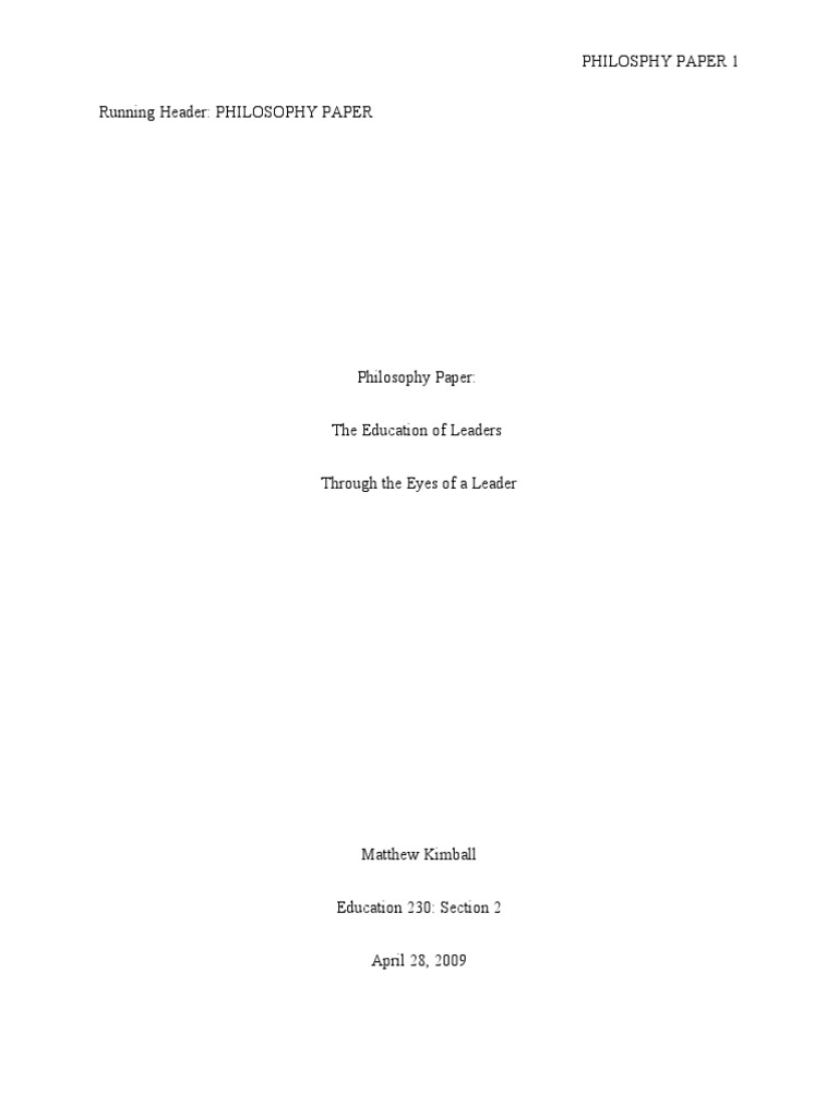 Philosphy Paper 1 Running Header: PHILOSOPHY PAPER | PDF | Patent ...