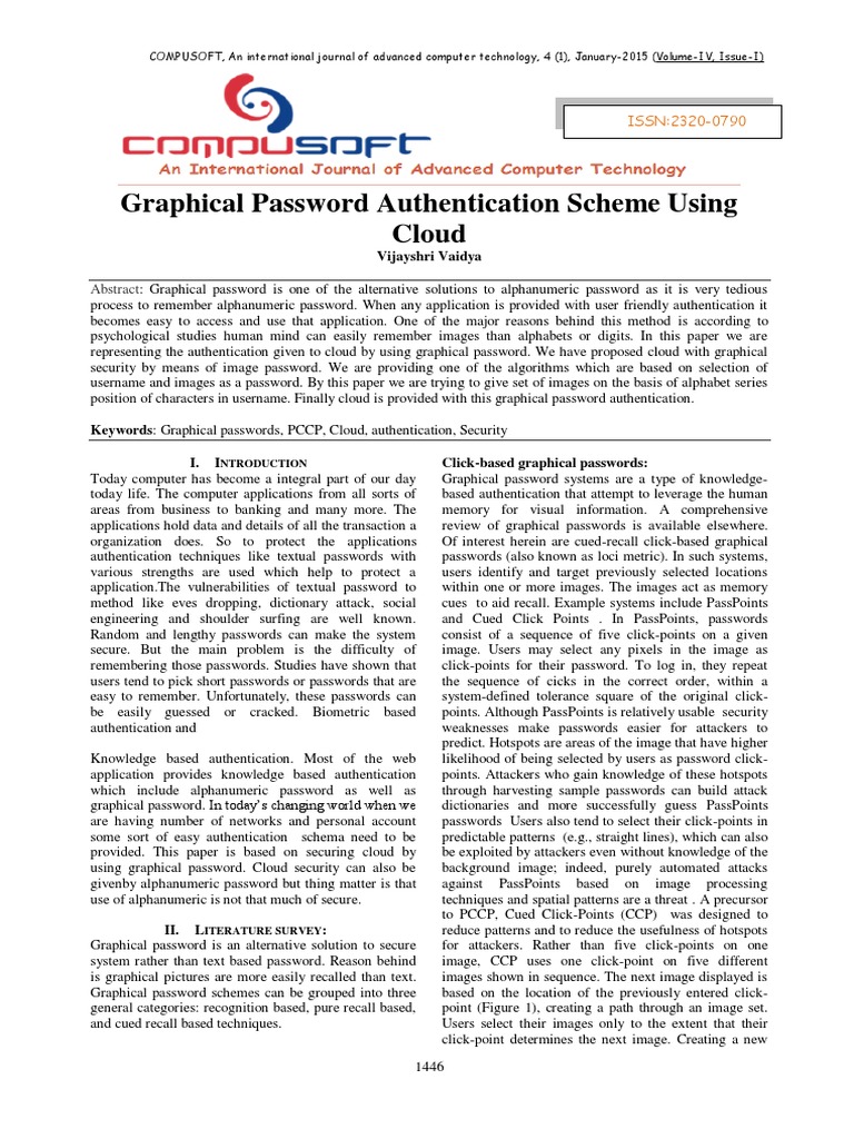 Graphical Password Authentication Scheme Using Cloud | PDF | Password | Cloud Computing