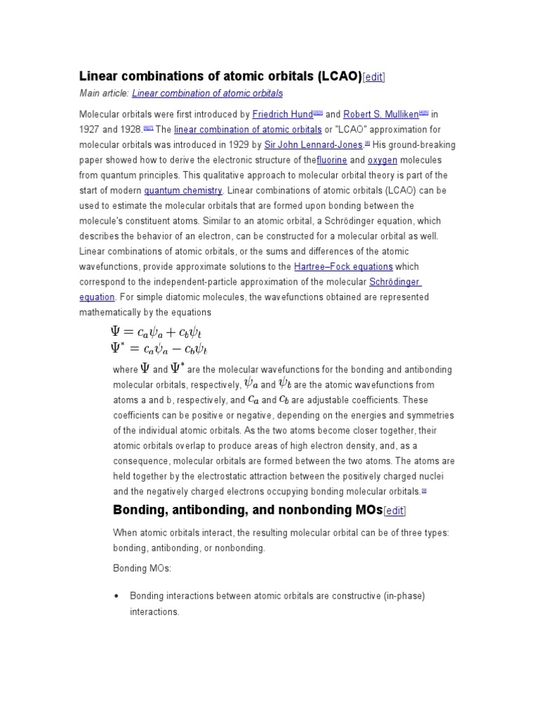 Understanding LCAO in Molecular Orbitals | PDF | Molecular Orbital ...