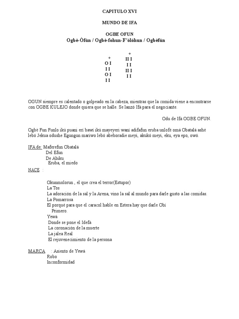 16-Ogbe Ofun | PDF | Religión y creencia | Alimentos