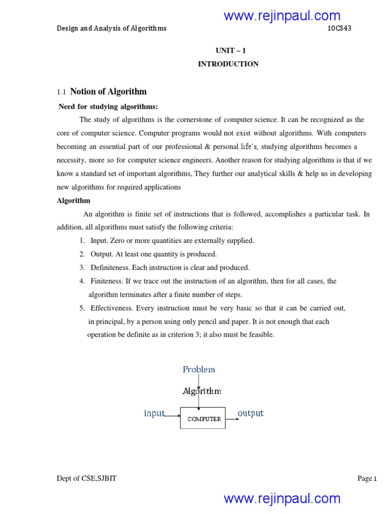 Cse-IV-Design and Analysis of Algorithms (10cs43) - Notes | PDF | Time ...
