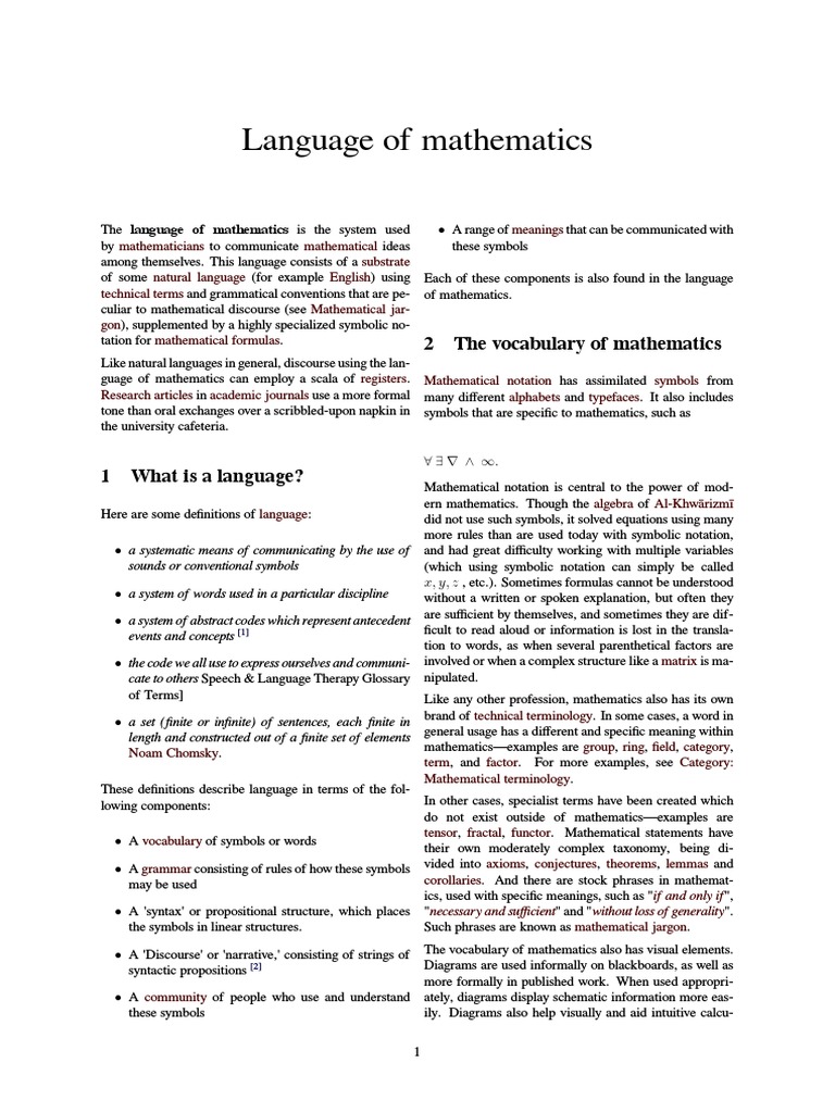 Language of Mathematics | PDF