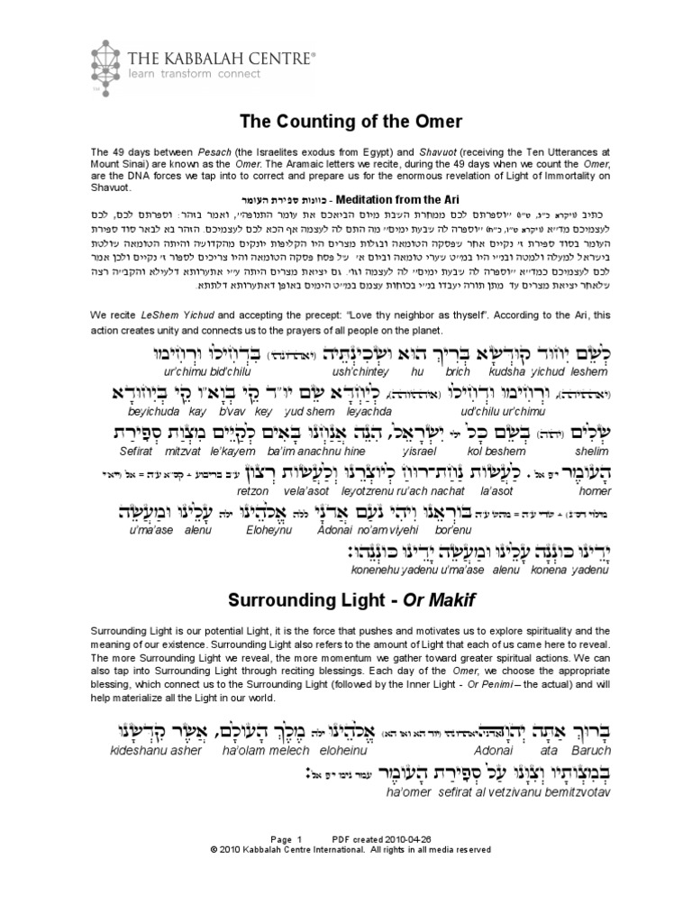 Counting The Omer Advanced | PDF