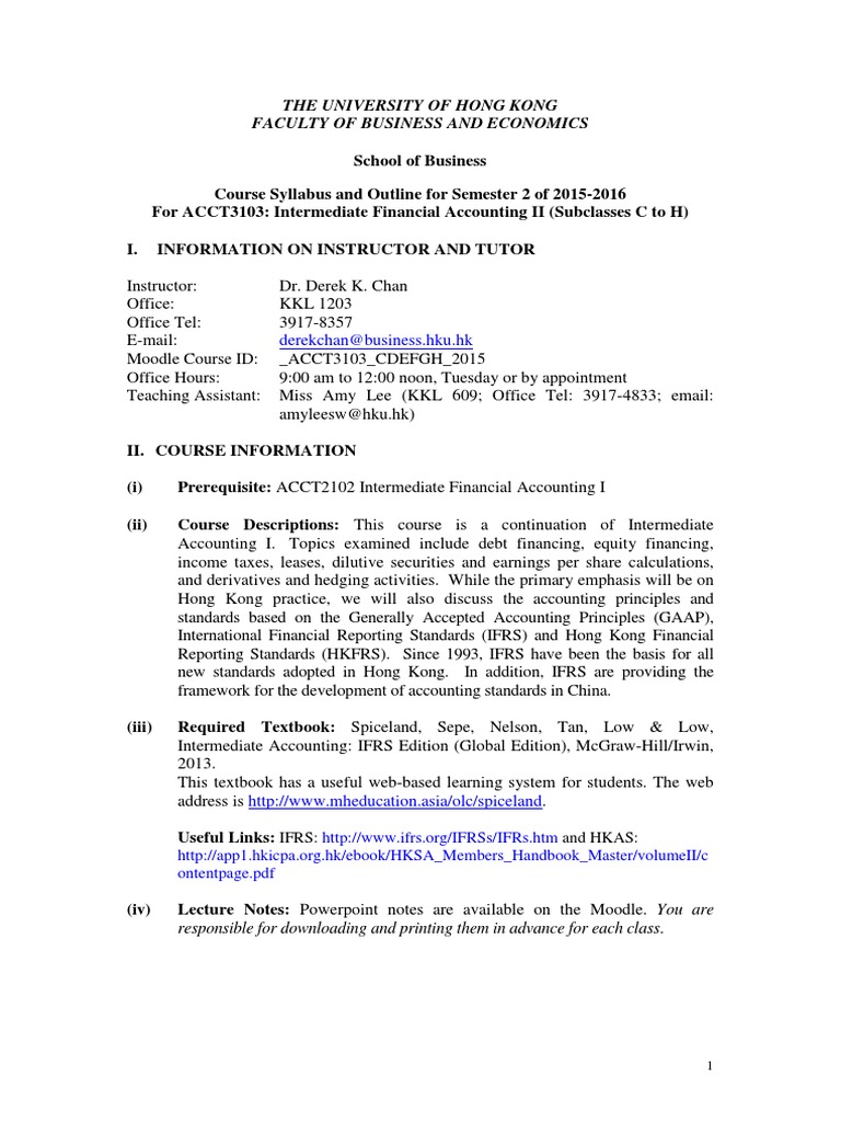 ACCT3103 Syllabus | PDF | Academic Dishonesty | Lecture