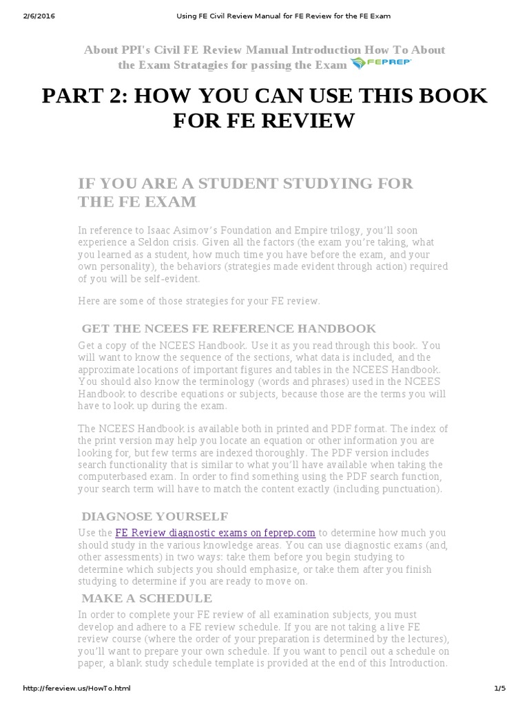 Using FE Civil Review Manual For FE Review For The FE Exam | PDF ...