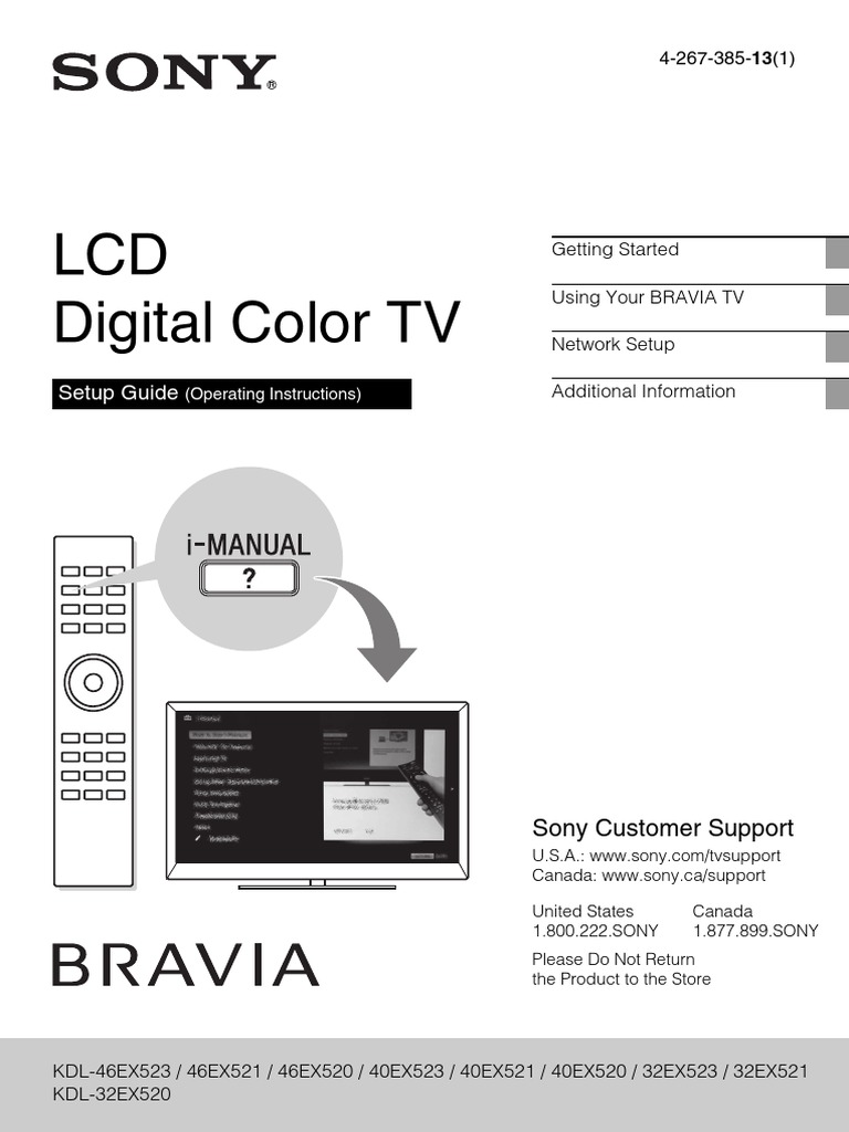Sony Bravia KDL Ex520 Ex521 Ex523 - Qs | PDF | High Definition ...