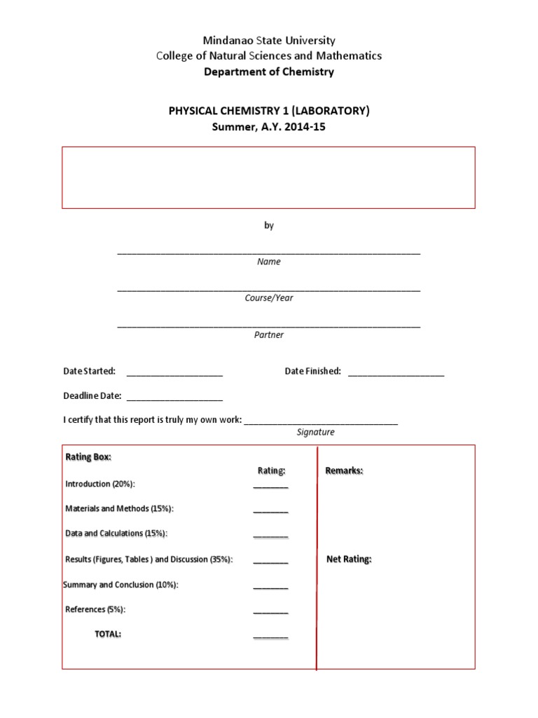 Lab Report Phychem | PDF | Experiment | Observational Error