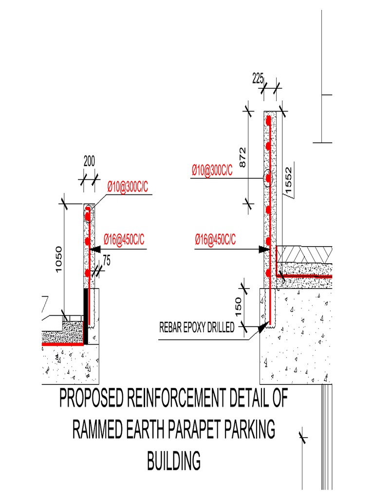 Proposed Sketch - Parking Parapet - Reinforcement Detail | PDF