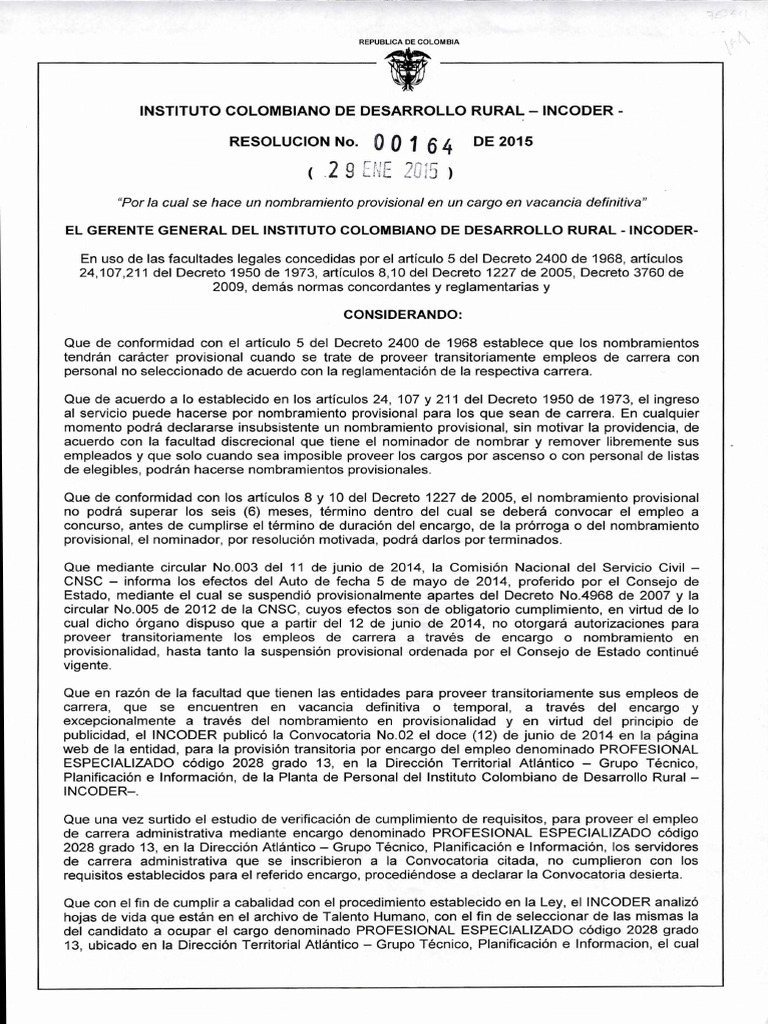 Resolucion de Nombramiento | PDF | Colombia | Gobierno