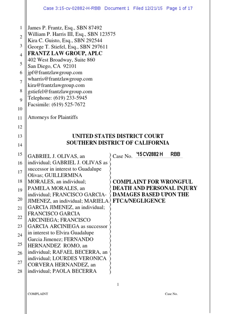 Federal Complaint | PDF | Negligence | Complaint