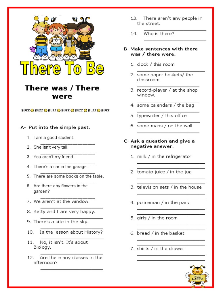 Simple Past Exercises: There Was/Were | PDF
