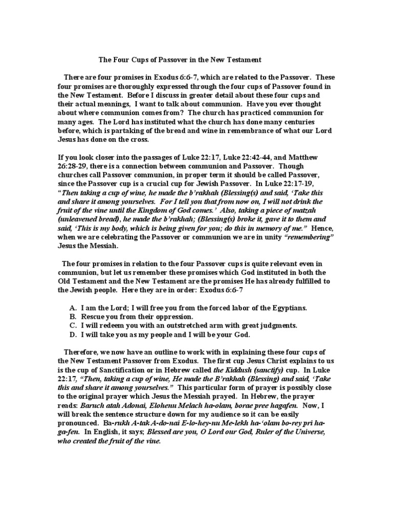 The Four Cups of Passover in The New Testament | PDF | Eucharist | Passover