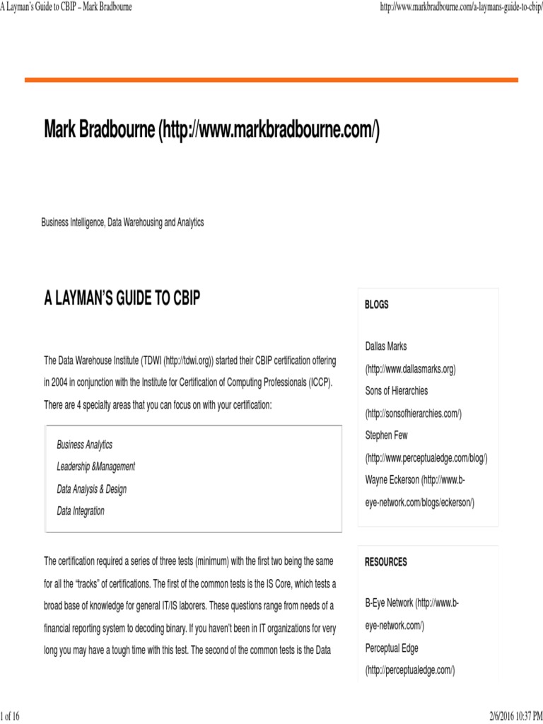 Guide to CBIP by TDWI | Business Intelligence | Test (Assessment)