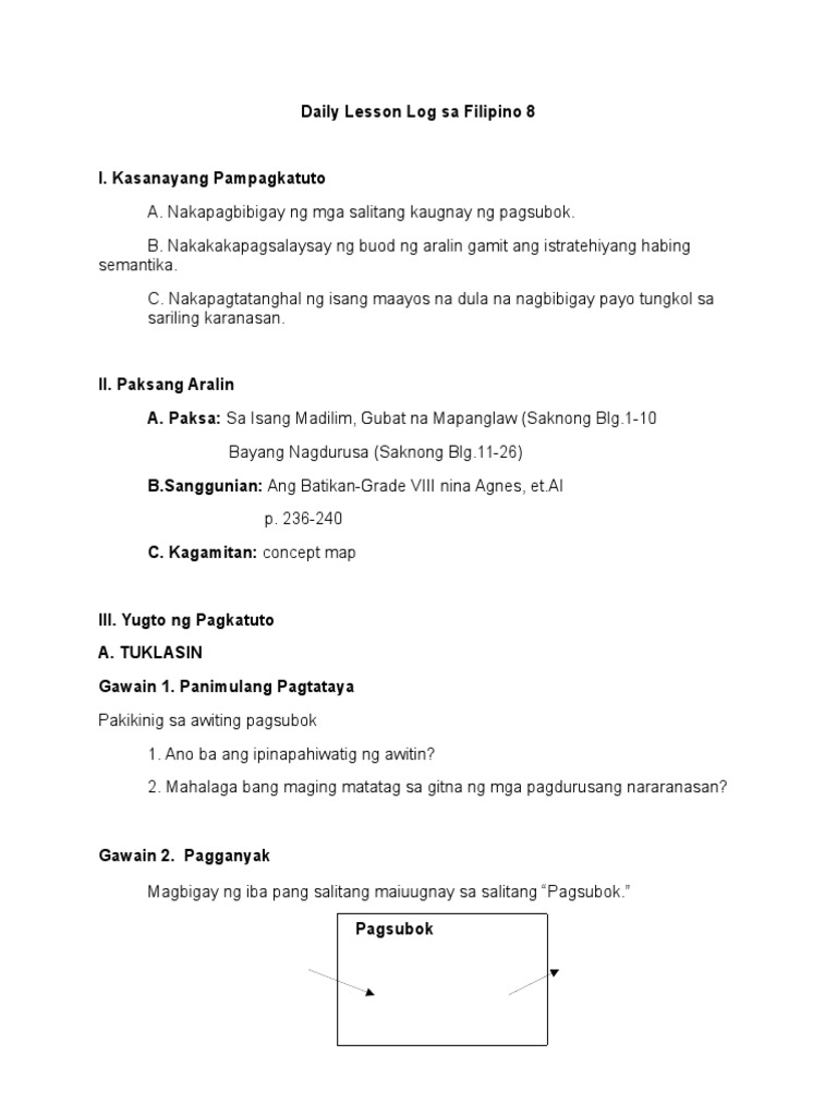 3 Daily Lesson Log Sa Filipino 8 | PDF